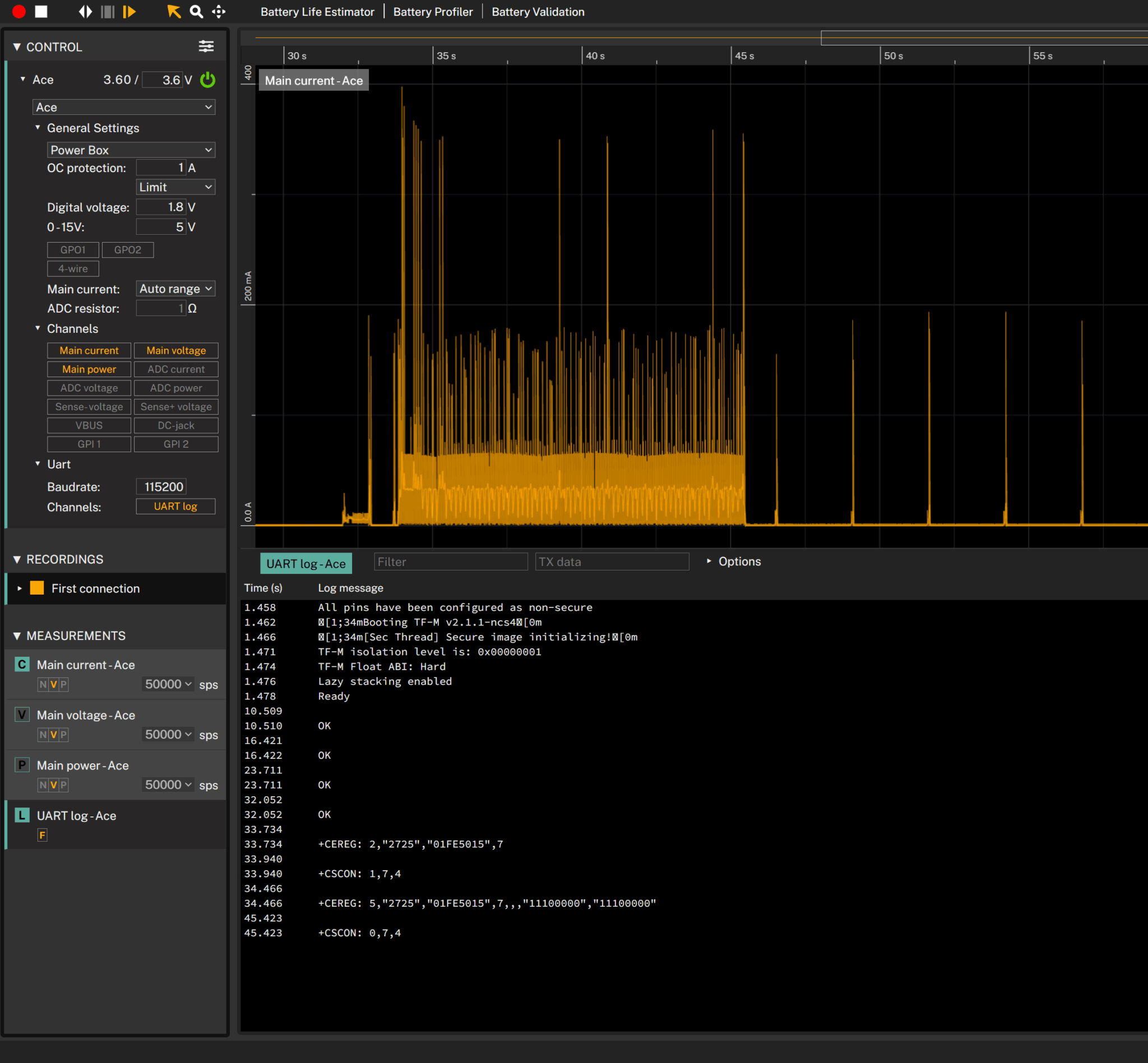 Measuring LTE power save modes on Nordic's nRF9151-DK